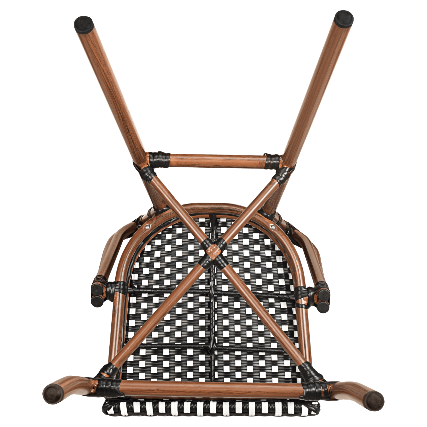 Aluminum Bamboo Patio Bar Stool with Black & White Rattan