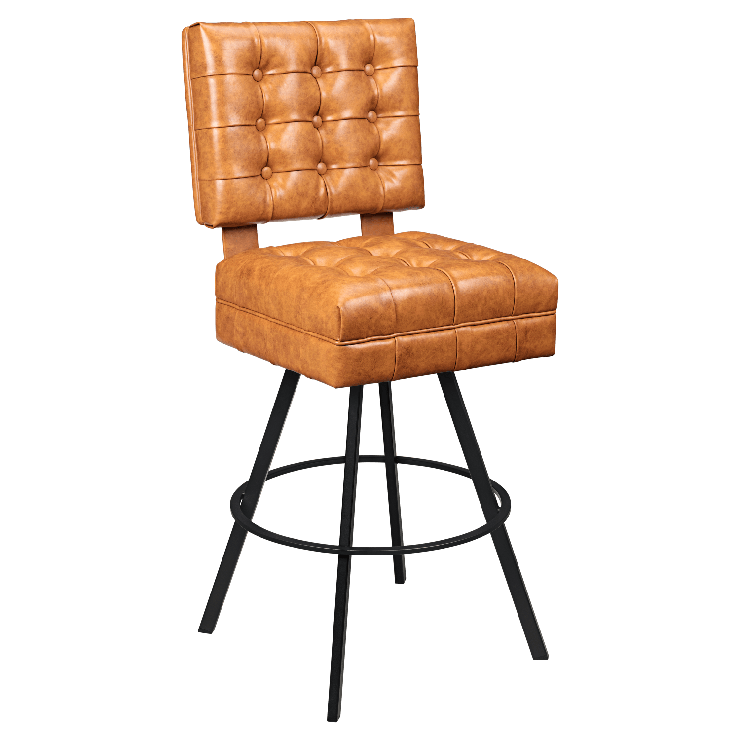 Trionfo Tufted Premium Bucket Bar Stool with Circular Frame