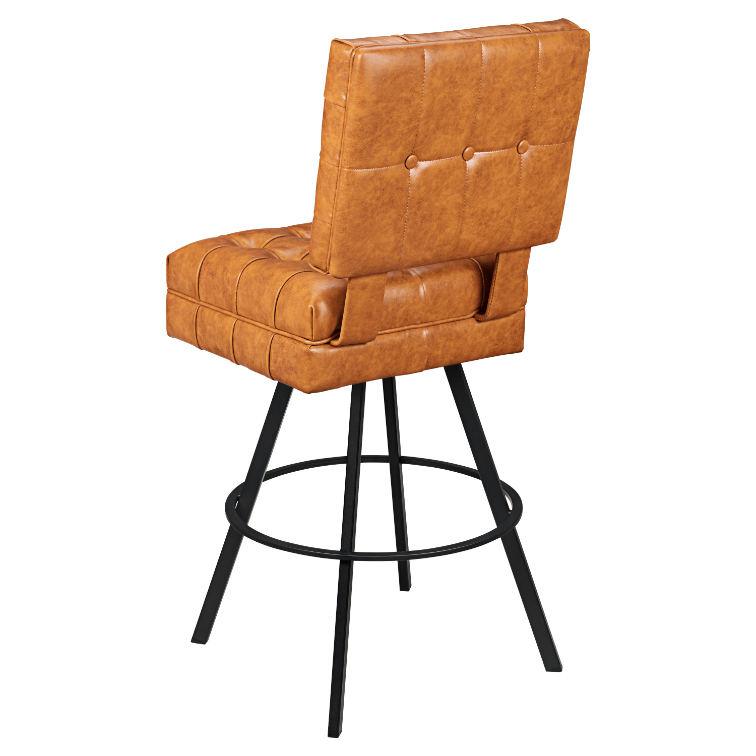 Trionfo Tufted Premium Bucket Bar Stool with Circular Frame