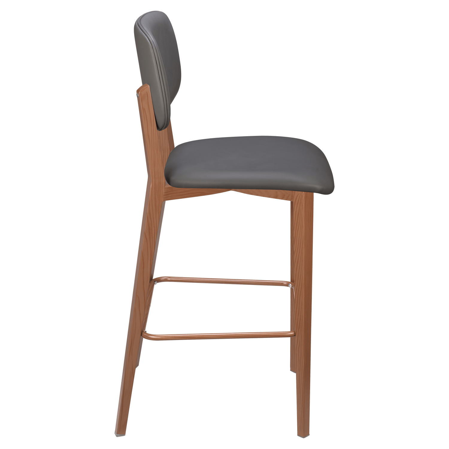 Enzo Wood Grain Metal Bar Stool with Padded Back
