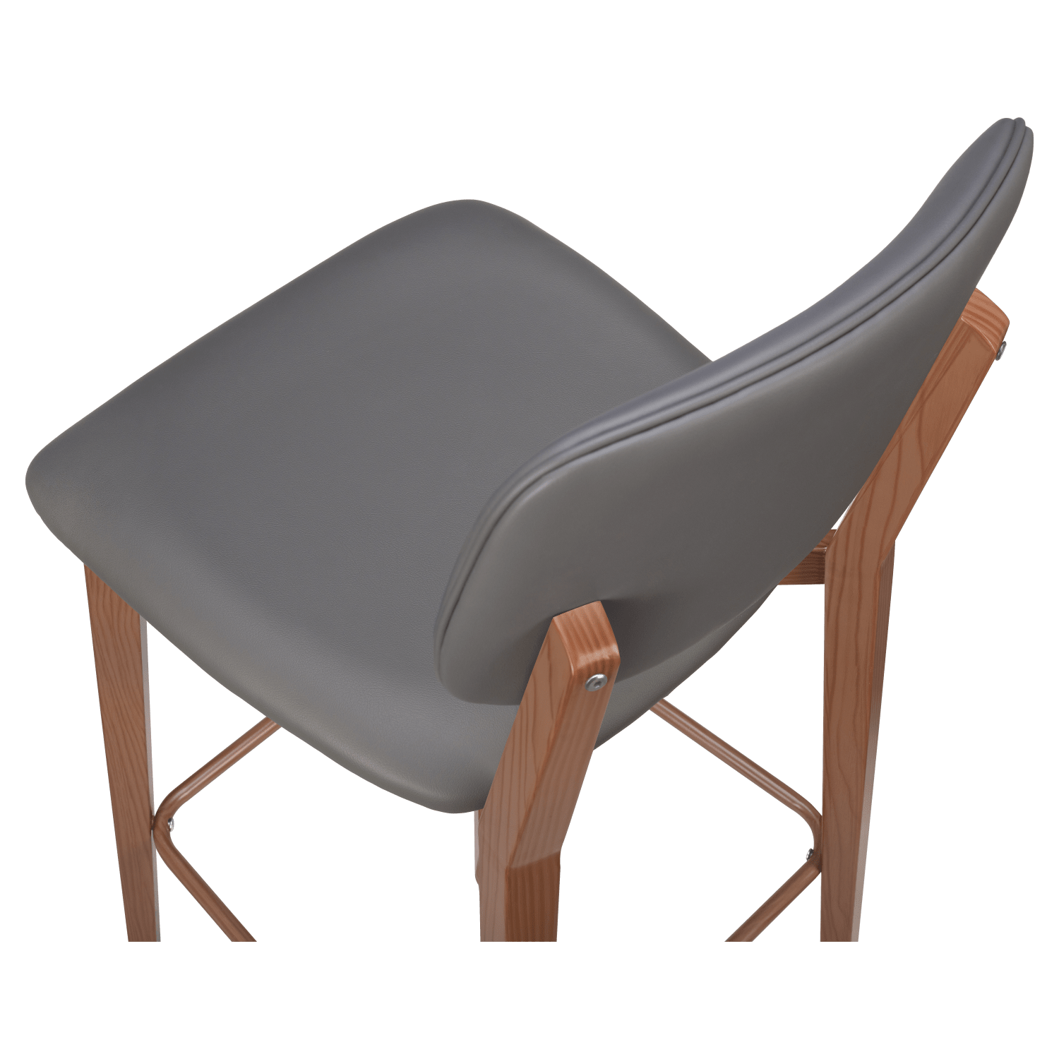 Enzo Wood Grain Metal Bar Stool with Padded Back