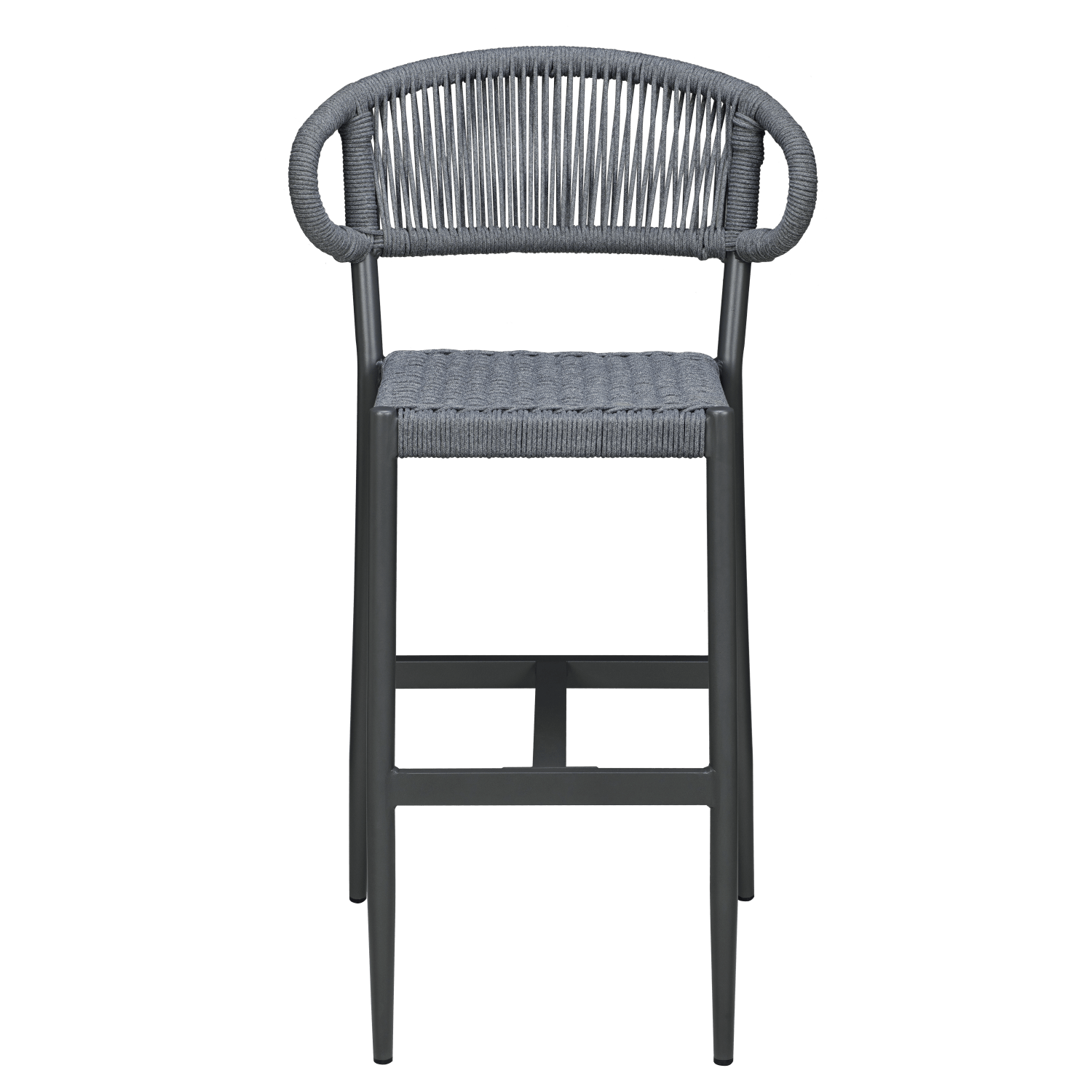 Marina Aluminum Outdoor Bar Stool in Slate Gray Rope