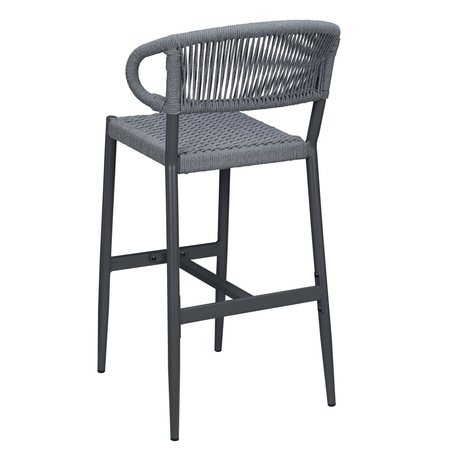 Marina Aluminum Outdoor Bar Stool in Slate Gray Rope