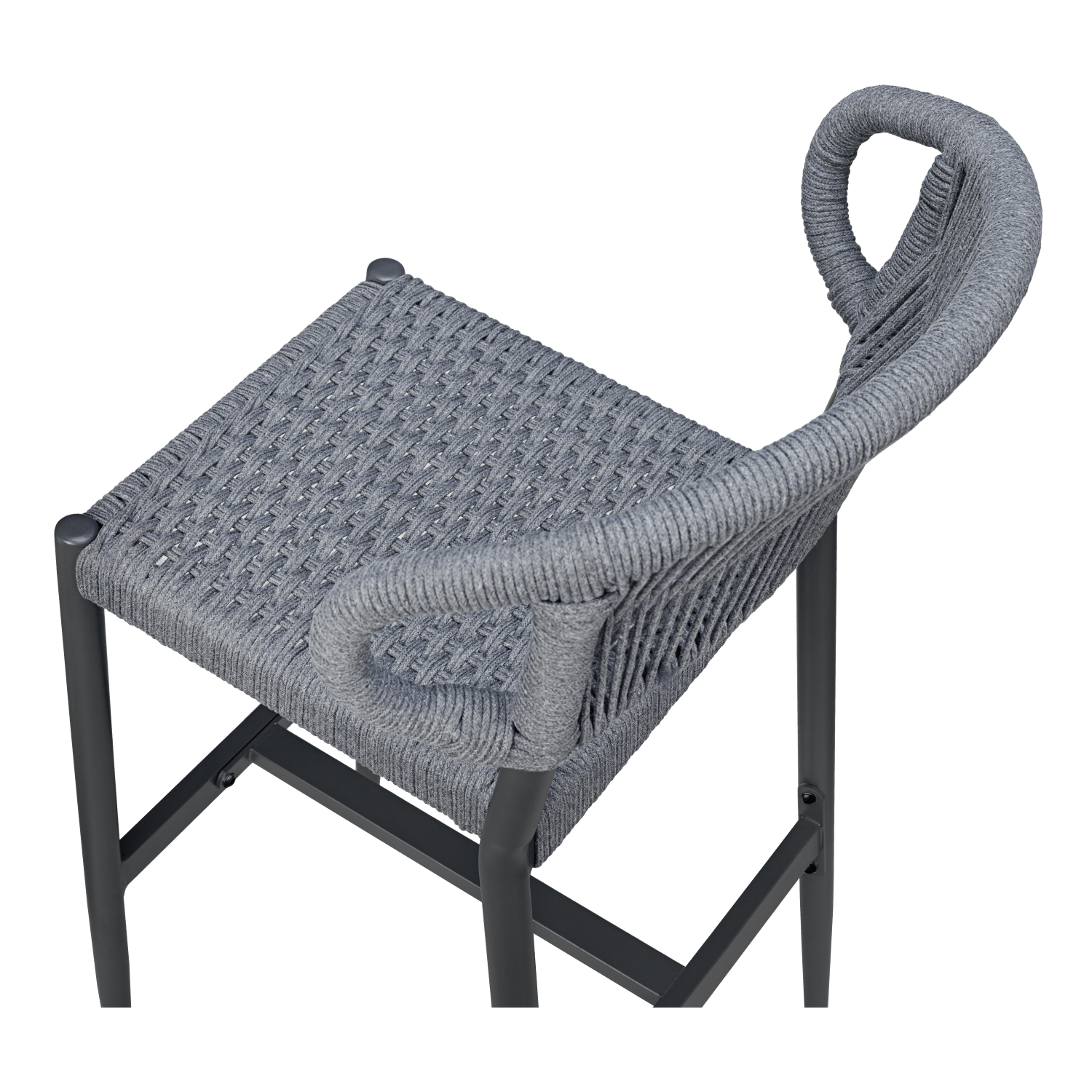 Marina Aluminum Outdoor Bar Stool in Slate Gray Rope
