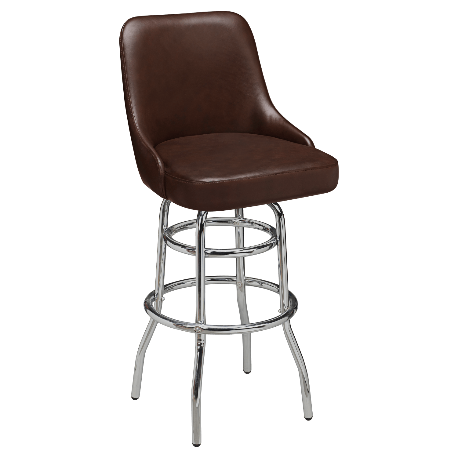 Premium Mauro Bucket Swivel Bar Stool with Chrome Frame