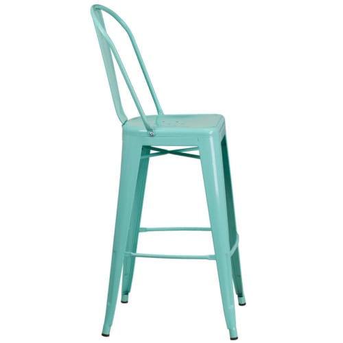Light Blue Bistro Style Metal Bar Stool