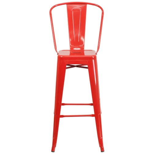 Red Bistro Style Metal Bar Stool