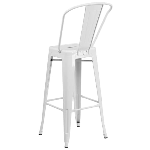 White Bistro Style Metal Bar Stool