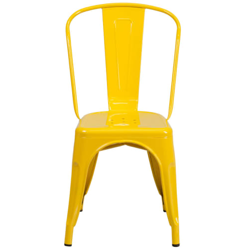 Bistro Style Metal Chair in Yellow Finish