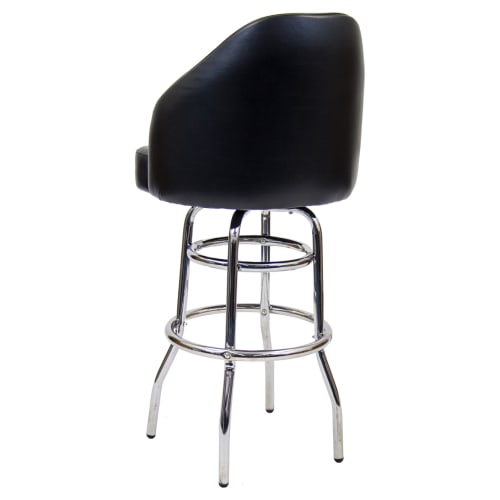 Chrome Swivel Bar Stool with Double Ring and Extra Curved Seat