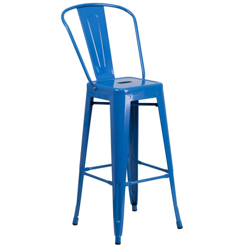 Blue metal counter stools store